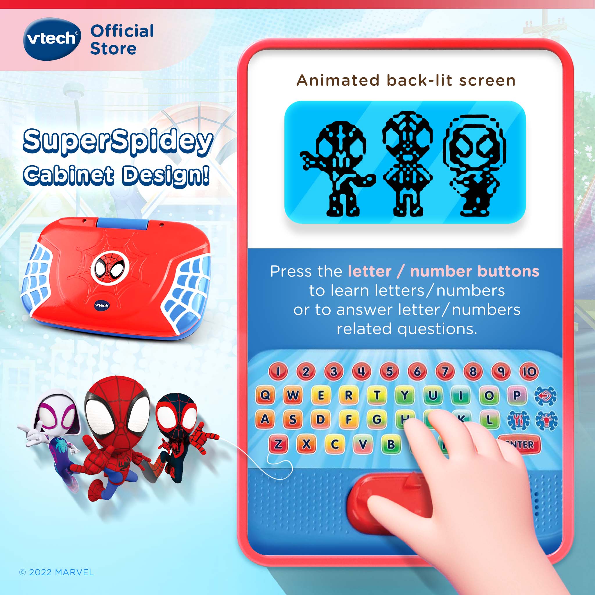 VTech Spidey Learning Laptop Kids Laptop Toys 15 Learning Games Learn ...