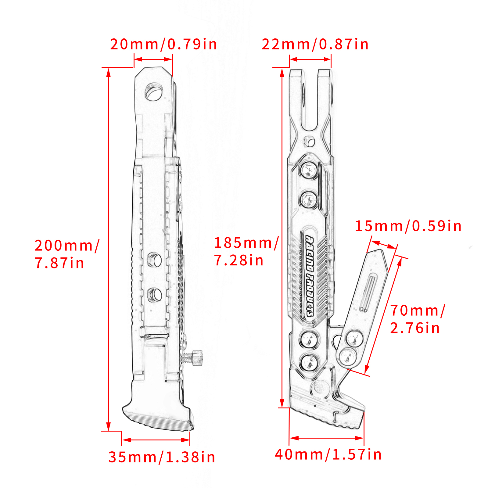 Motorcycle Adjustable Height Side Stand Foot Bracket Kickstand Tripod ...