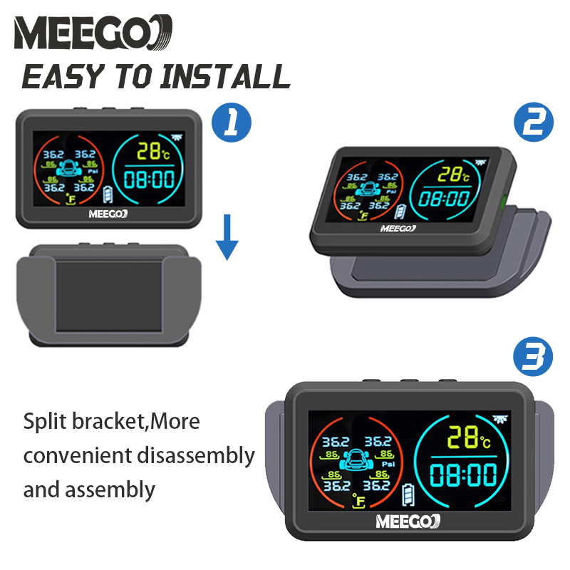 MeeGoo TPMS Large Screen LED Display Tyre Pressure Monitor 輪胎監測器 (4 ...