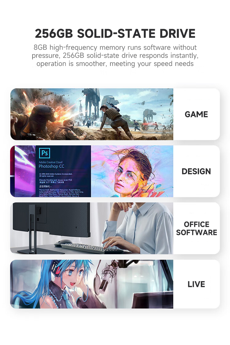 All-in-One PC Desktop i5 i7 8/16GB+256GB SSD 22/24inch Frameless ...