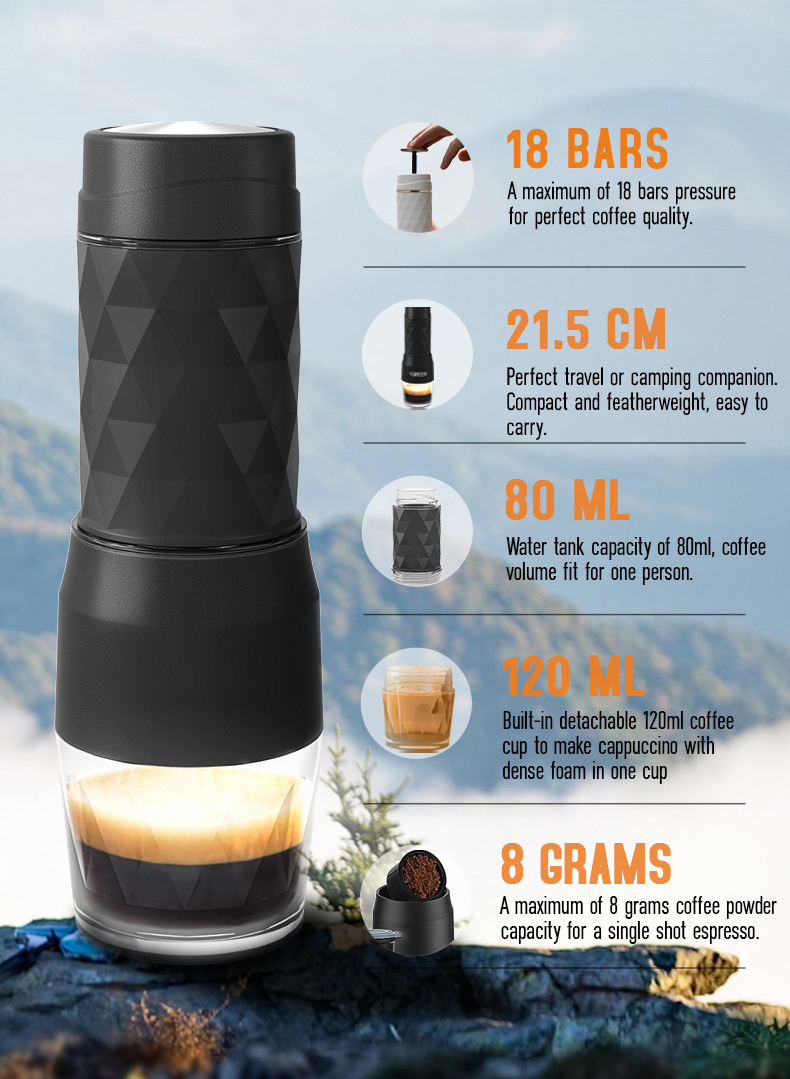 Portable Manual Coffee Maker 3 In 1 Hand Press Espresso Coffee Machine ...