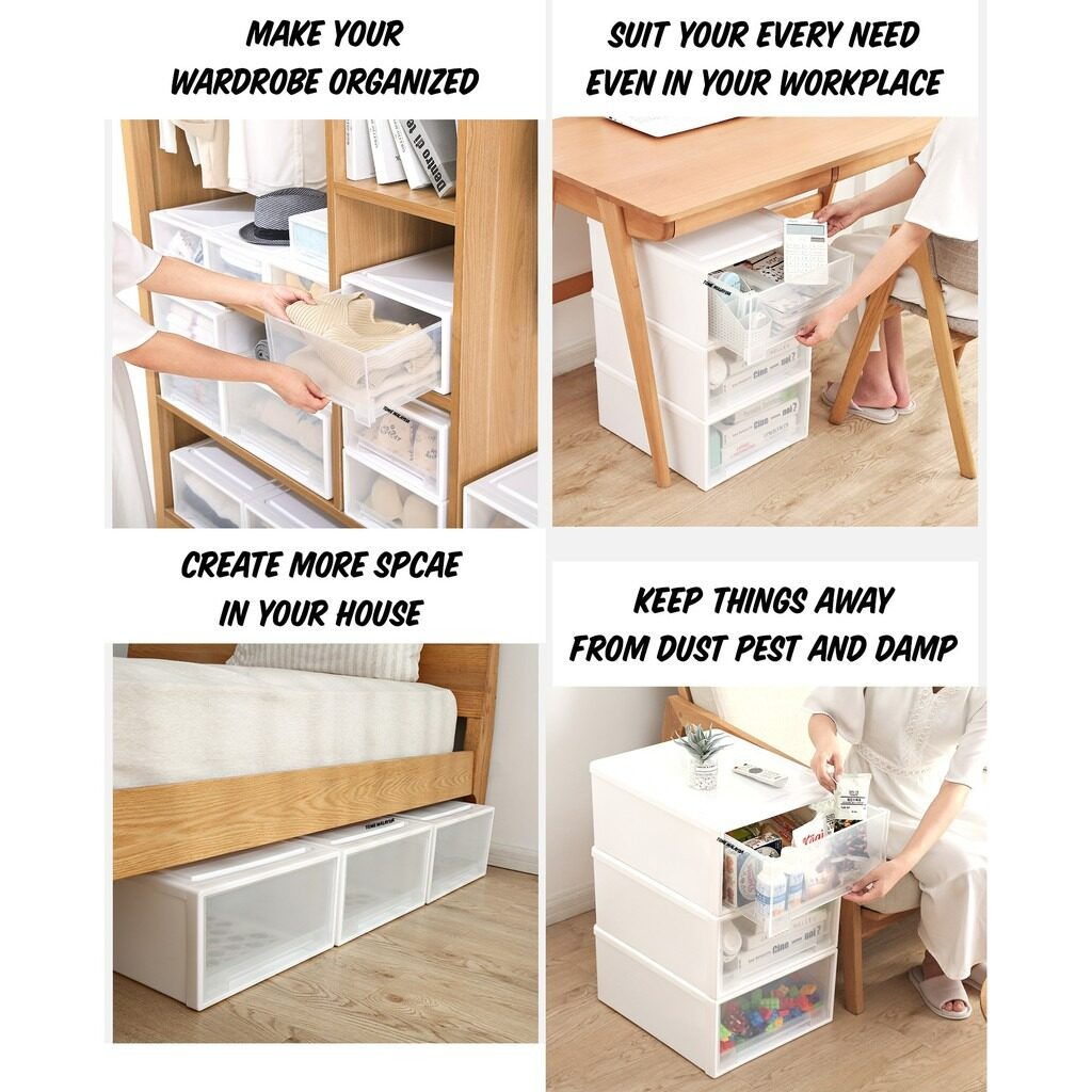 Drawer Storage Box Home Dust-Proof Clothes Kotak Simpan Barang Laci ...