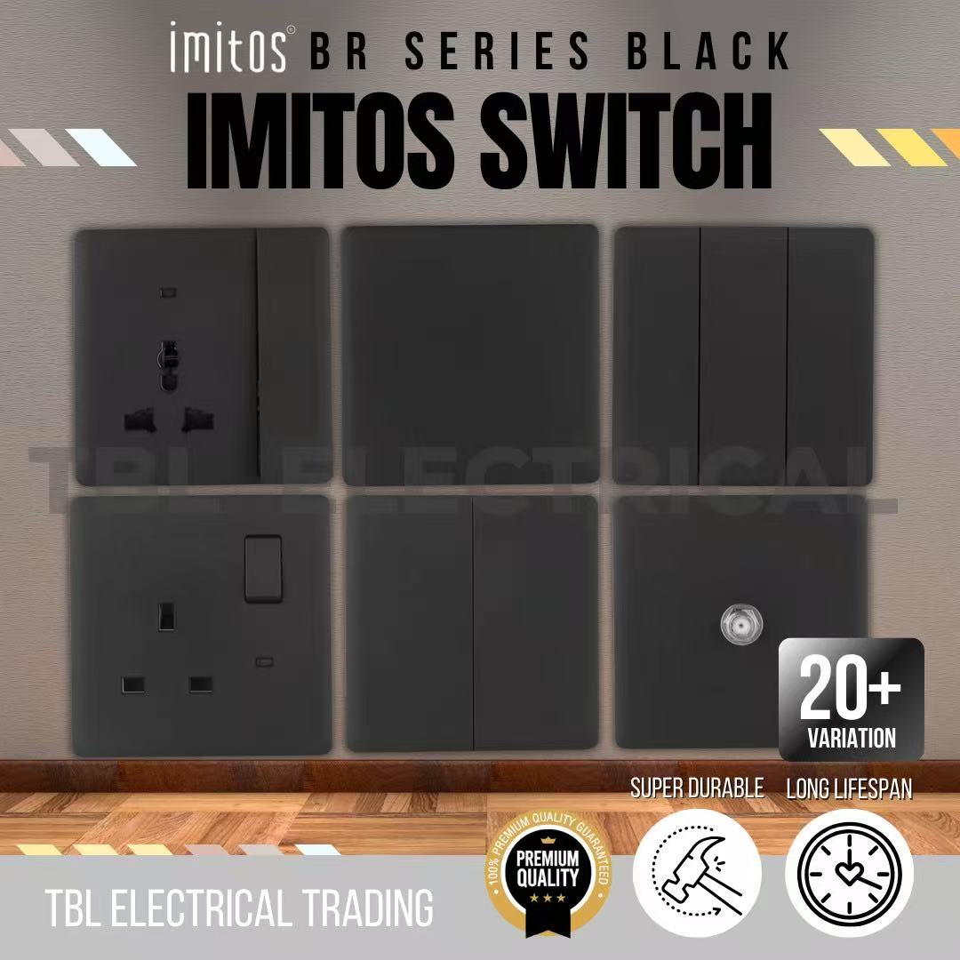 IMITOS BR SERIES SWITCHES & SOCKET OUTLET (BLACK) (SIRIM) | Shopee Malaysia