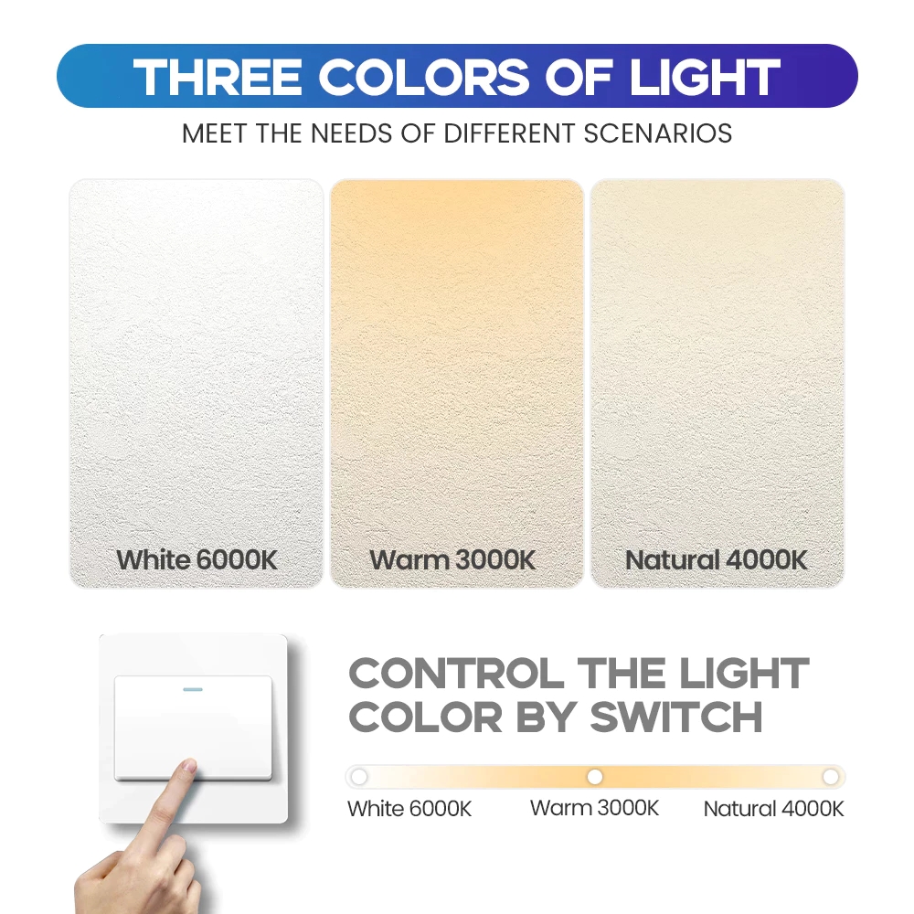 ORIOR Modern LED Light 3 Color Change Ceiling Light Indoor Panel Light ...