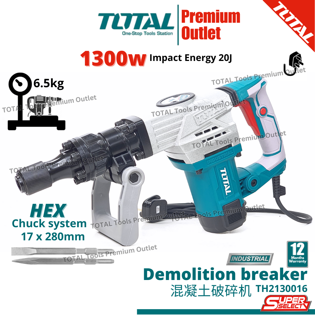 TOTAL [New Model] 1300W Demolition Breaker Impact Energy 20J Anti ...