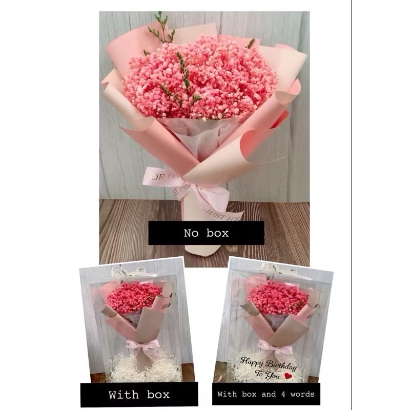 Sejambak Bunga Baby Breath Awet | LED | Kotak & Teks Kustom Pilihan ...