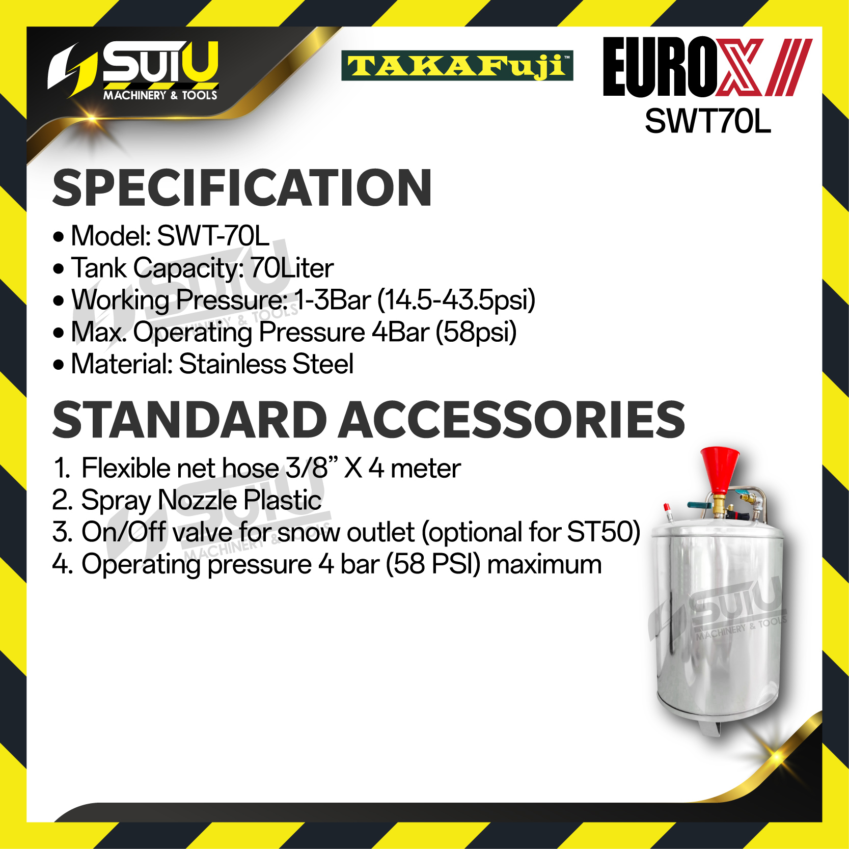 EUROX / TAKAFUJI SWT-70L / SWT70L Stainless Steel Snow Wash Tank ...
