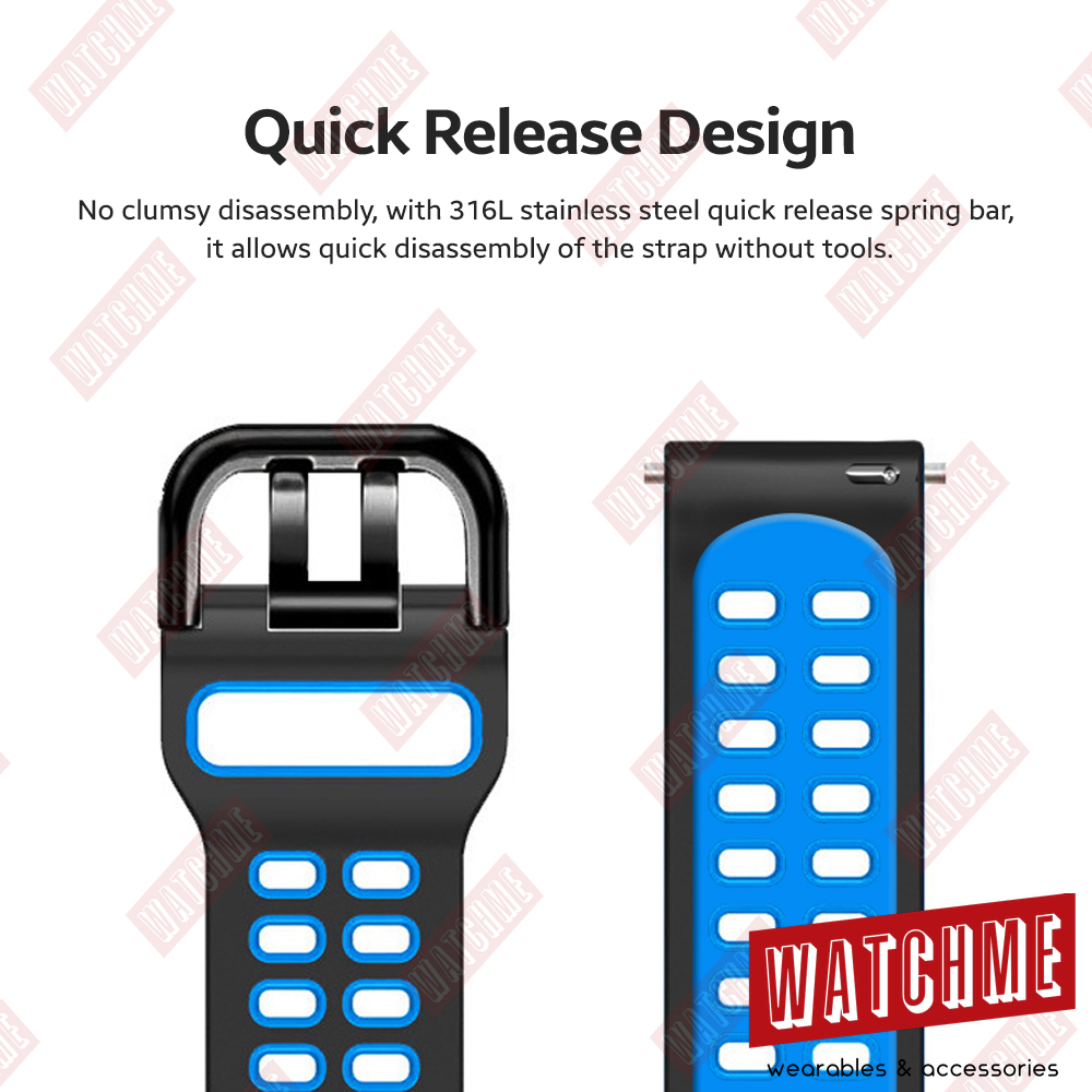 GOOJODOQ Watch Strap, Porous Series 22mm 20mm, Black Metal Buckle ...