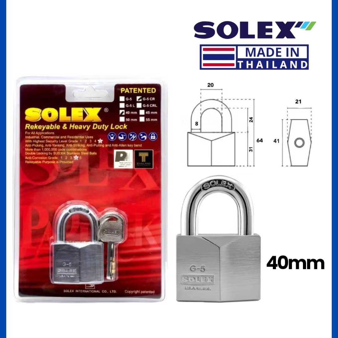 (100% ORIGINAL) Solex Padlock G5 Anti-Cut Padlock Key / Solex Pad Lock Made in Thailand | Shopee ...