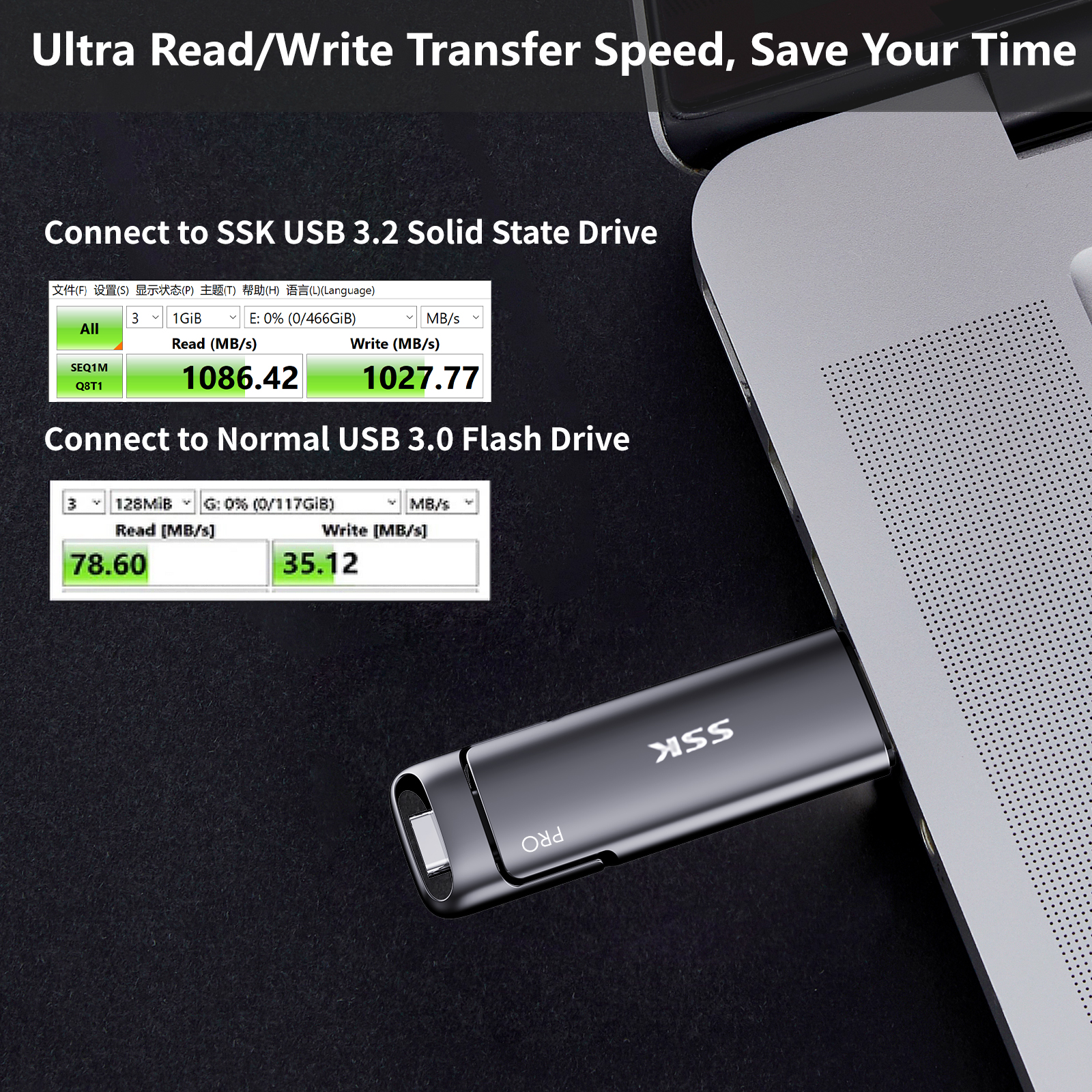 SSK Dual Interface SSD OTG Pendrive Type C Gen 2 USB C (1050Mb/s) SD301 ...