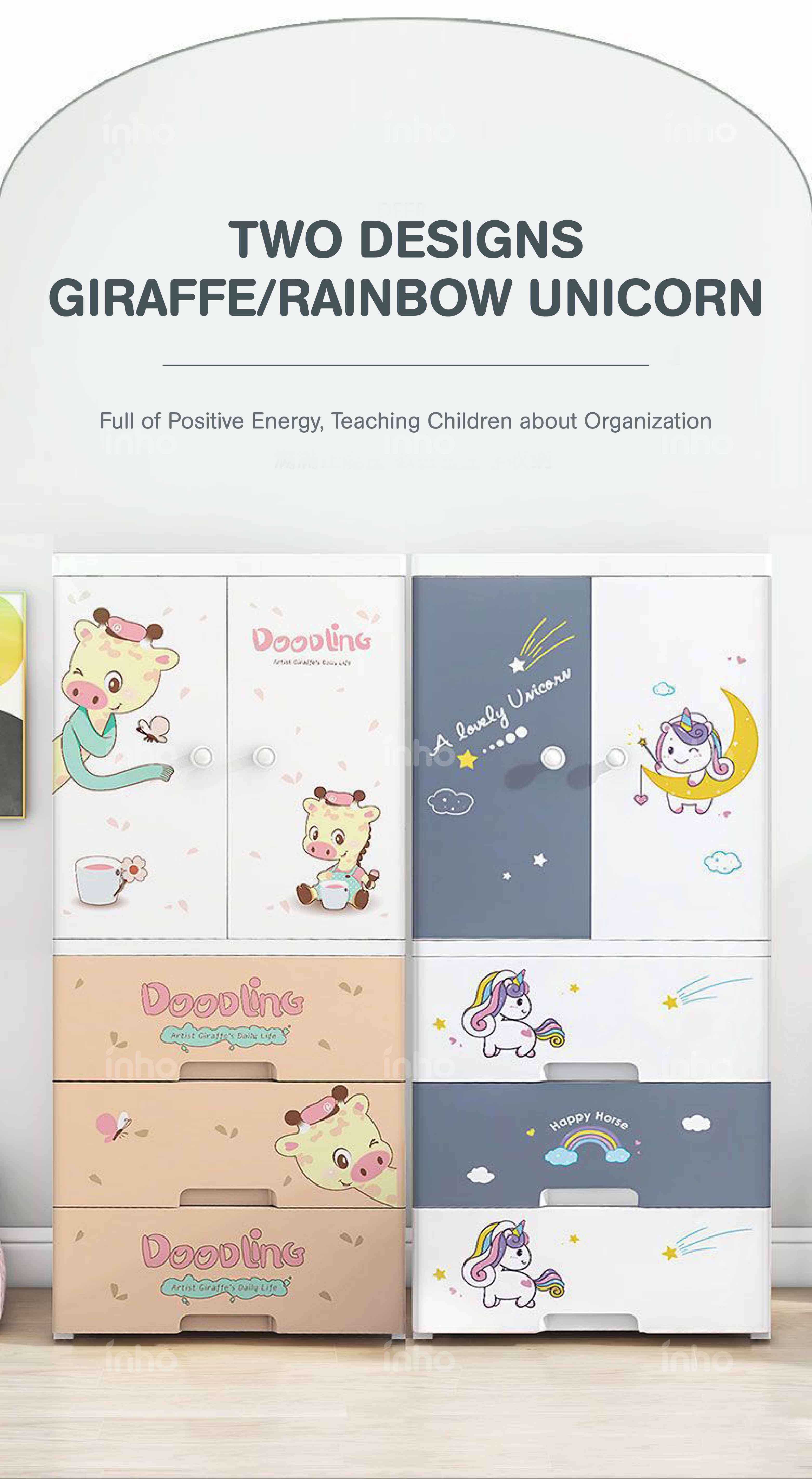 【𝗨𝗽𝗴𝗿𝗮𝗱𝗲𝗱】INHO L56/60cm Cartoon Theme Design Children's Kids Wardrobe ...