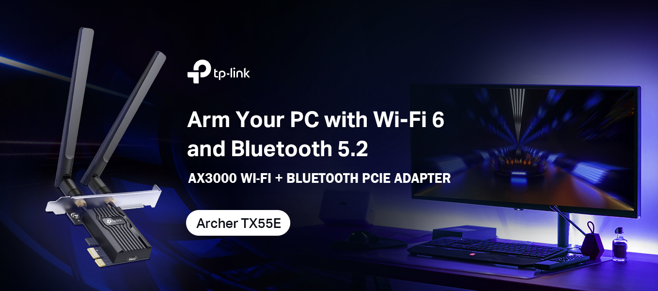 TP-LINK (ARCHER TX55E) AX3000 Wi-Fi 6 Bluetooth 5.2 PCIe Adapter for ...