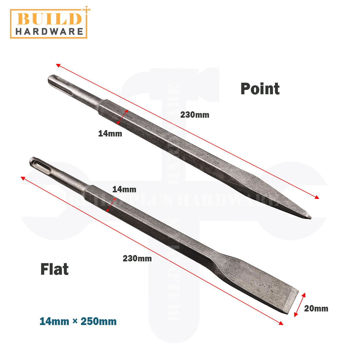 AeroForce Hex Shank Chisel SDS Bull Point (Flat / Point) Hex Head ...