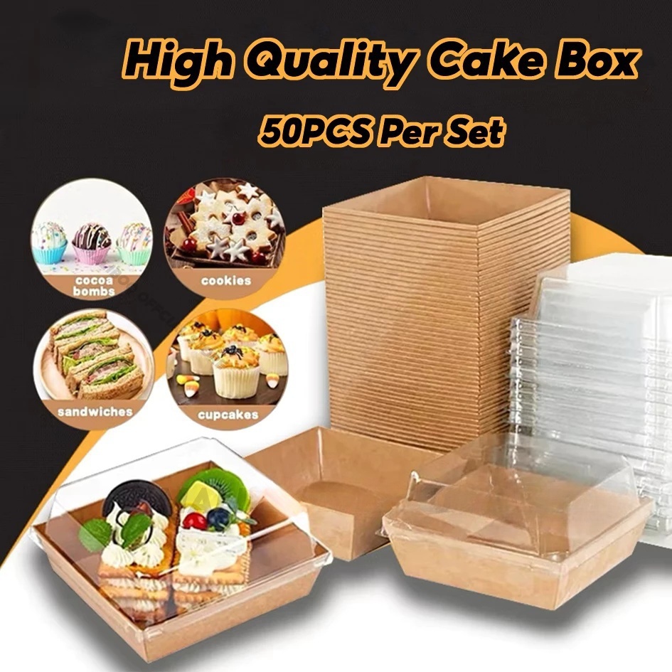 [Premium] Kraft/White Paper Square and Rectangular Cake Box / Sandwich ...