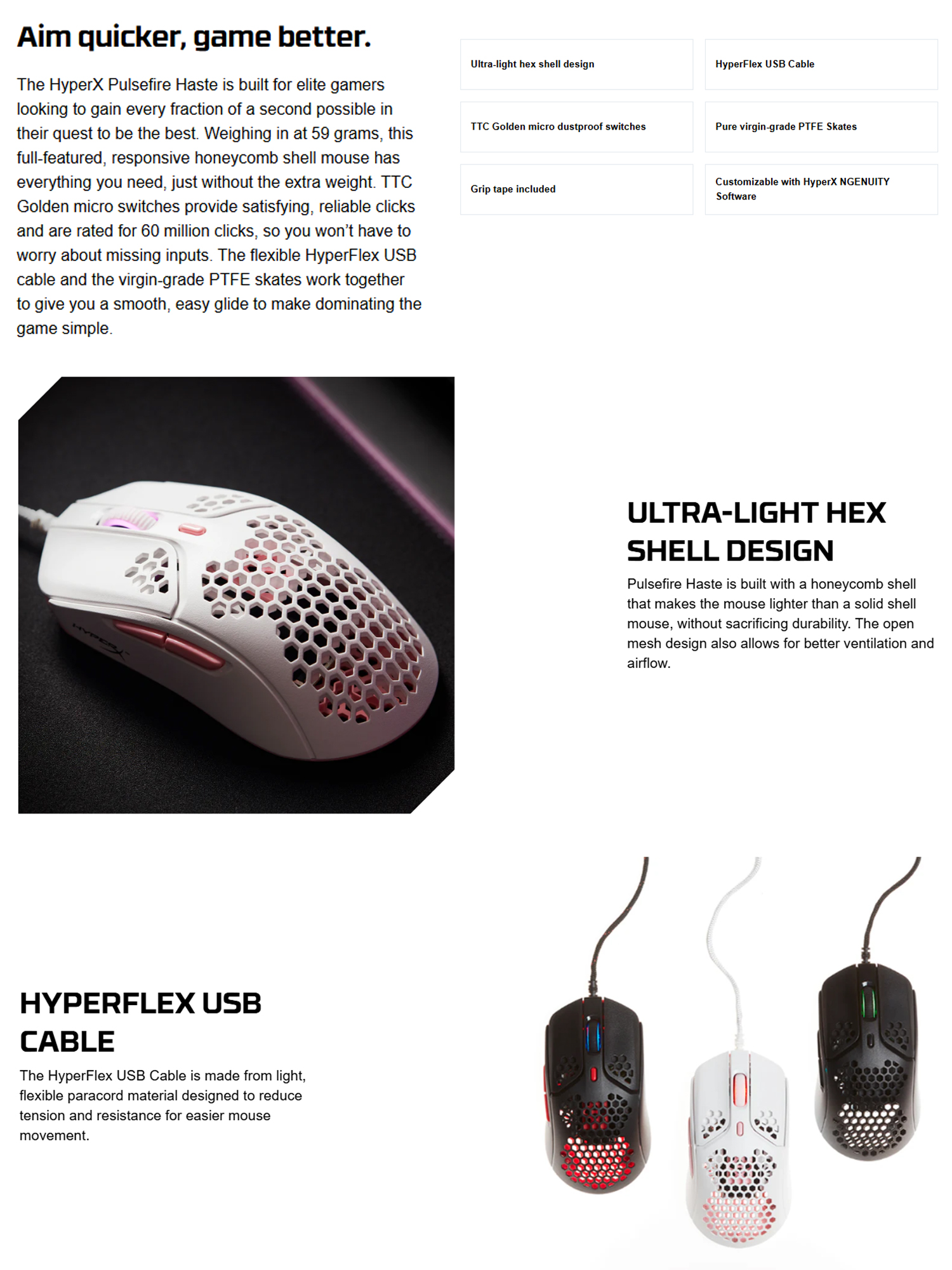 HyperX Pulsefire Haste Lightweight Wired Gaming Mouse with Ultra-light ...