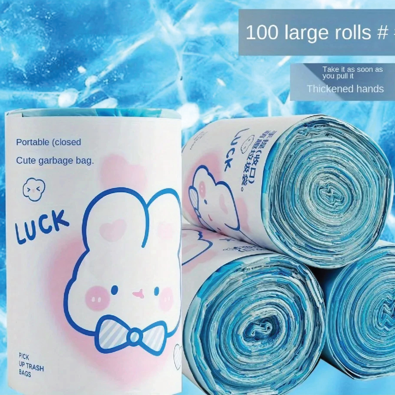 Portable Drawstring Trash Bag 100Pcs/Roll Beg Sampah Rubbish Plastic ...