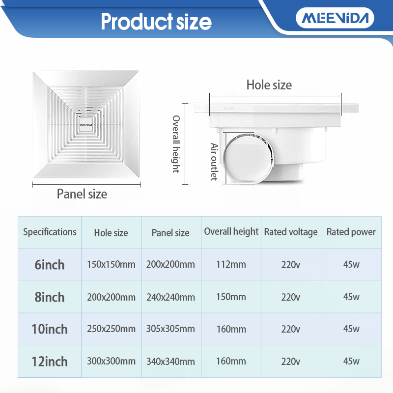 MEEVIDA 6/8/10/12" Household Wall Exhaust Fan Bathroom Kitchen Kipas ...