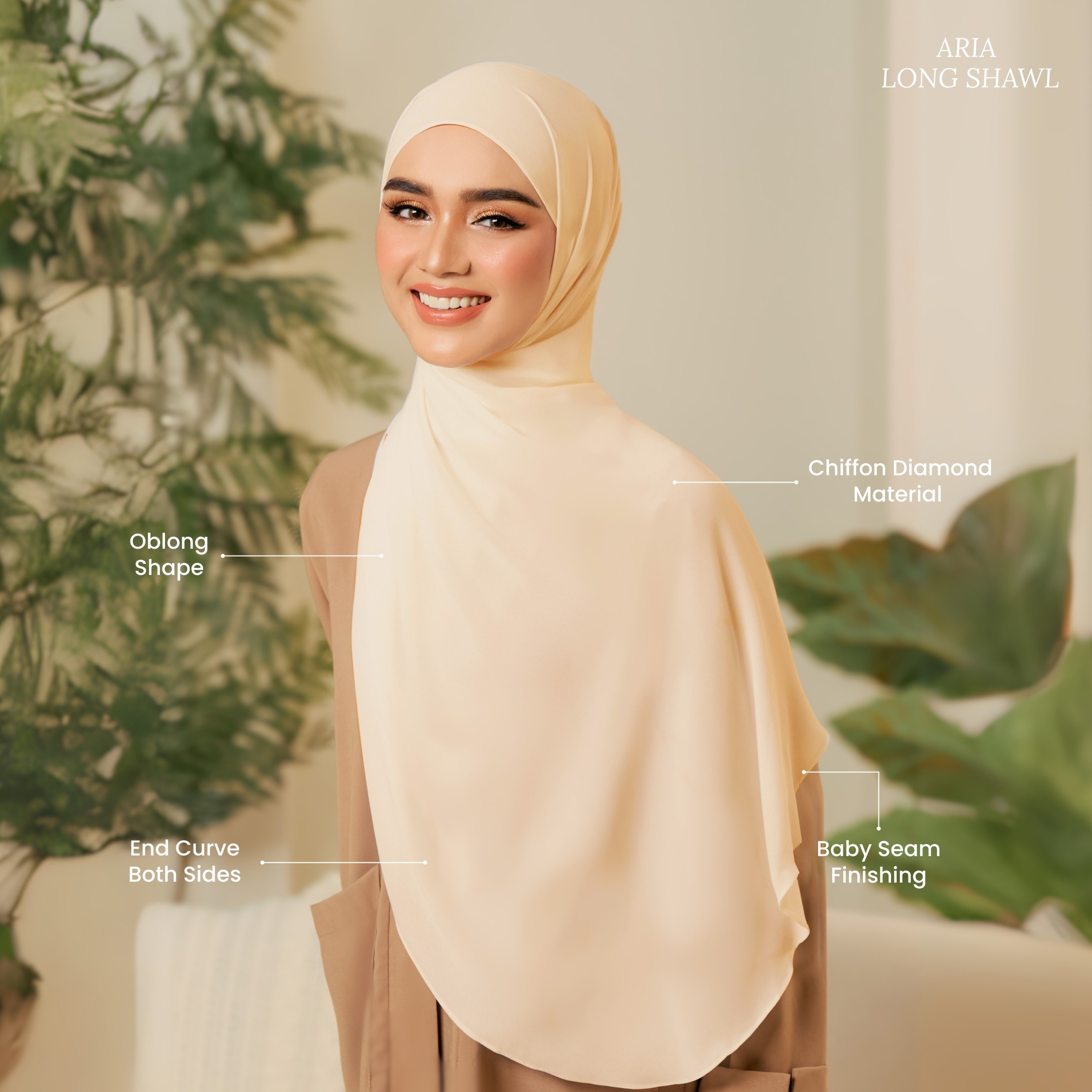 Radiusite - ARIA Oblong Long Shawl Material Chiffon Diamond With Baby ...