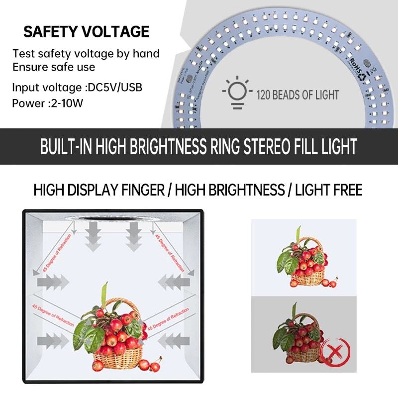 Lightbox Studio Puluz 25cm/30cm / 40cm LED Product Photography Lighting ...