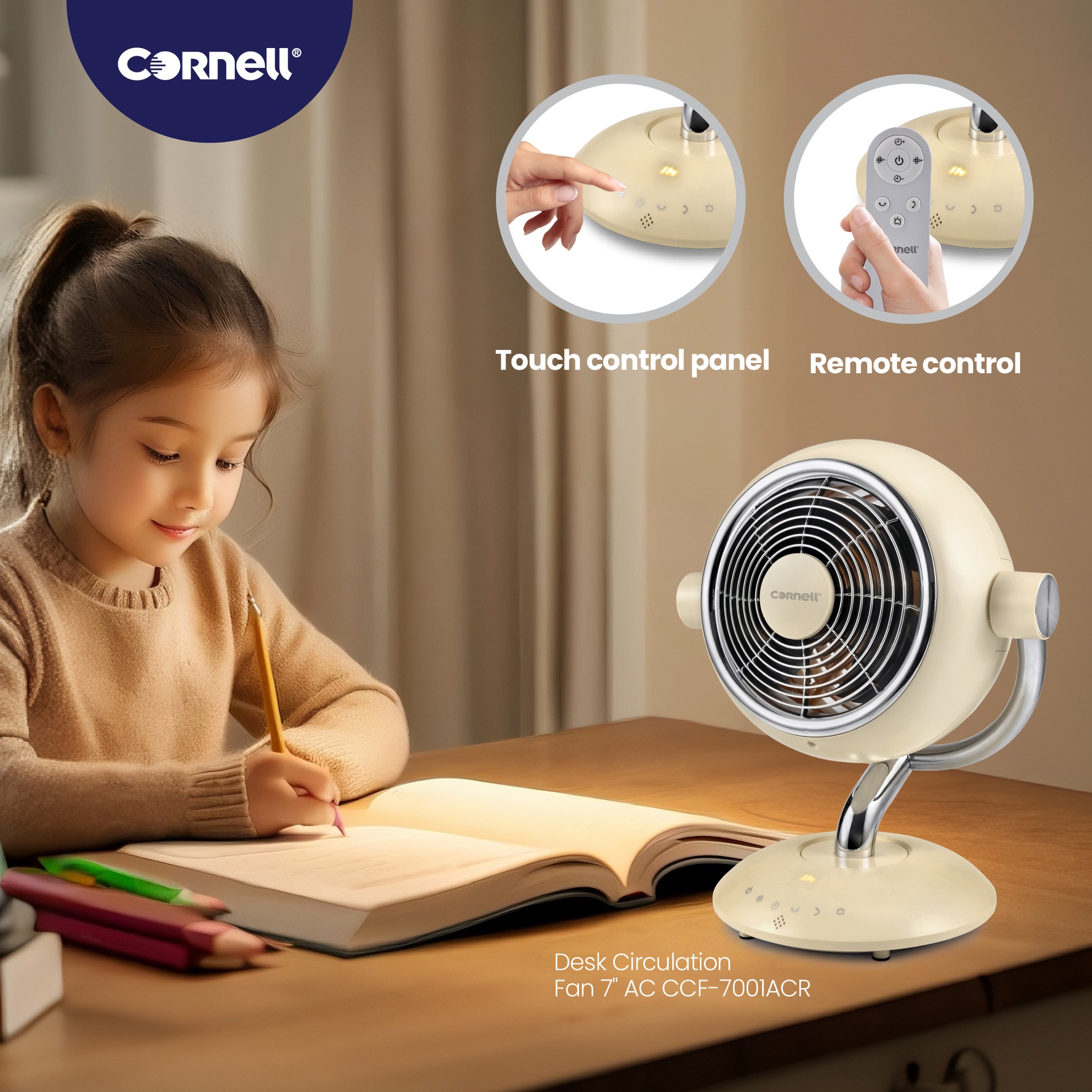 Cornell Air Circulator Fan 7" (with LED) | CCF-7001ACR (Desk ...