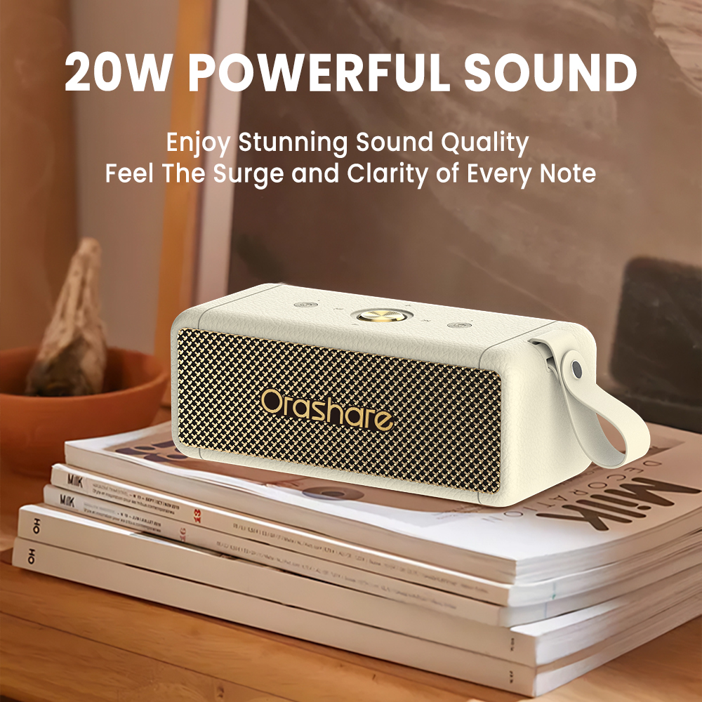 Orashare BS19Plus Retro Bluetooth Speaker 20W Deep Bass TWS Stereo IPX5 Waterproof Wireless for ...