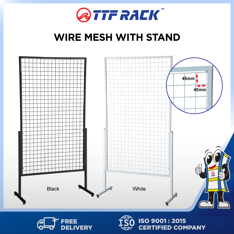 TTF Rack™ (WIRE MESH + T STAND) Wire Display Netting Frame Multifunctional Iron Grid Combo Set ...