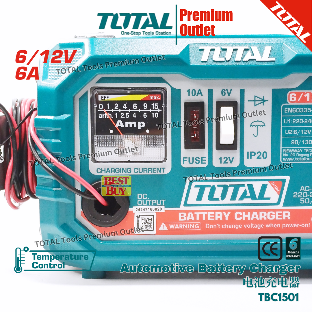 TOTAL Tools Automotive Battery Charger 6V/12V 汽车电池充电器 - TBC1501 ...