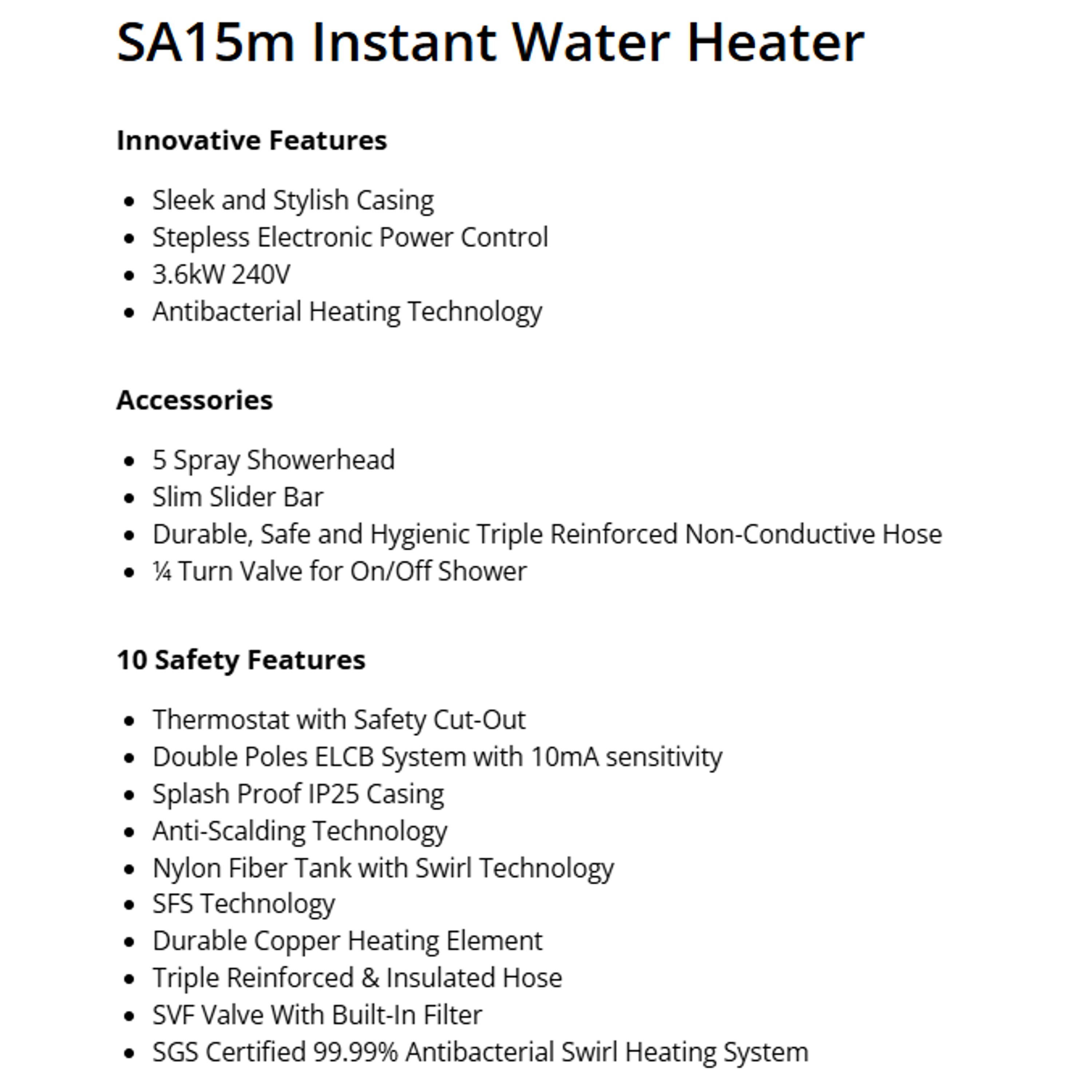 JOVEN WATER HEATER SA Series | SA8E | SA10E | SA15M | SA20E Pemanas Air ...