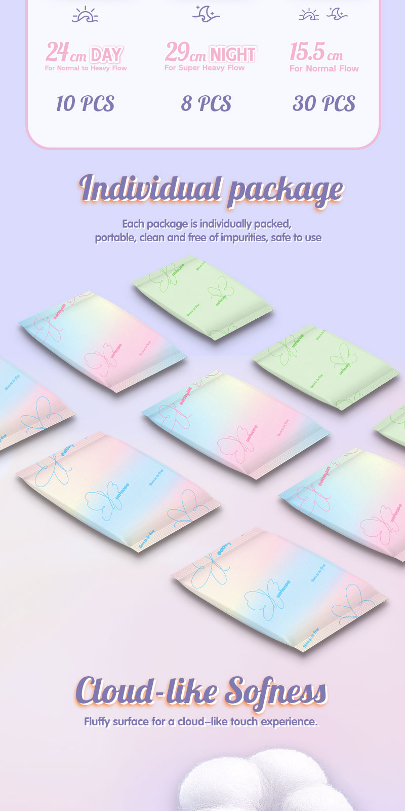 (290mm x 8pcs) Unihope Umi Girl Sanitary Pad Liner Panty Liner Day and ...