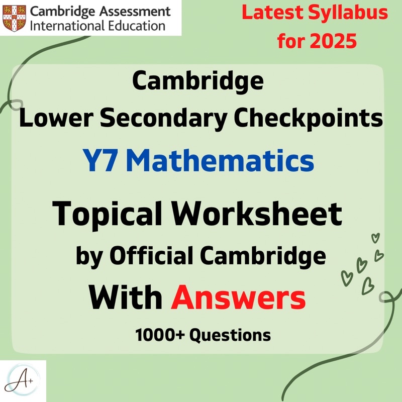 Year 7 Math Cambridge Lower Secondary Topical Worksheets with Answers ...