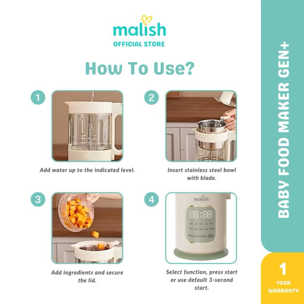 (READY STOCK🥳) Malish Smart Multi-Functional Baby Food Processor Gen+ ...