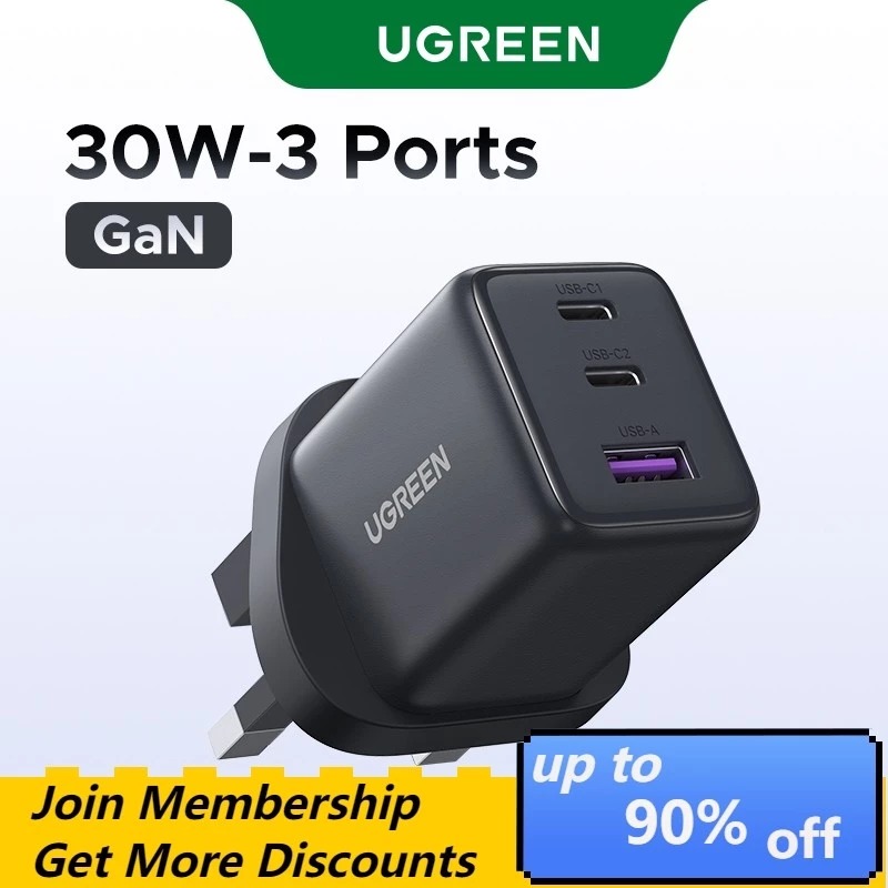UGREEN 65W GaN Charger UK plug Quick Charge (3 Pin UK Plug) | Shopee ...