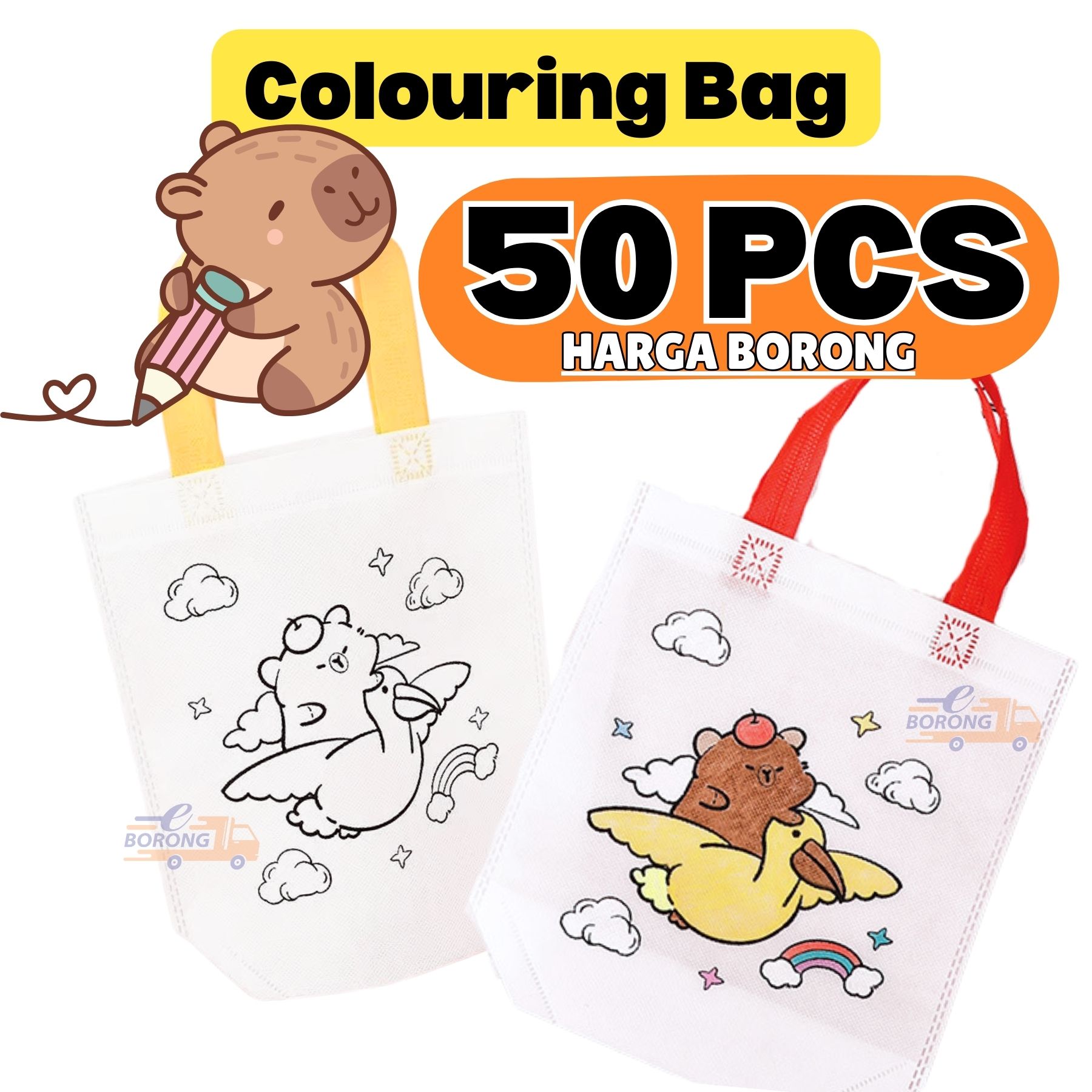 BORONG【50 pcs】Coloring Bag Goodies Birthday Party Gift Kids Art Craft ...