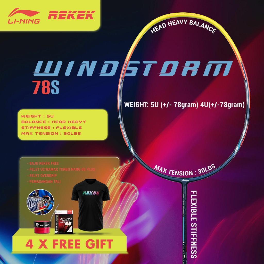 LI-NING Windstorm 78S Badminton Raket Original Lining Pakej Tali + Grip ...