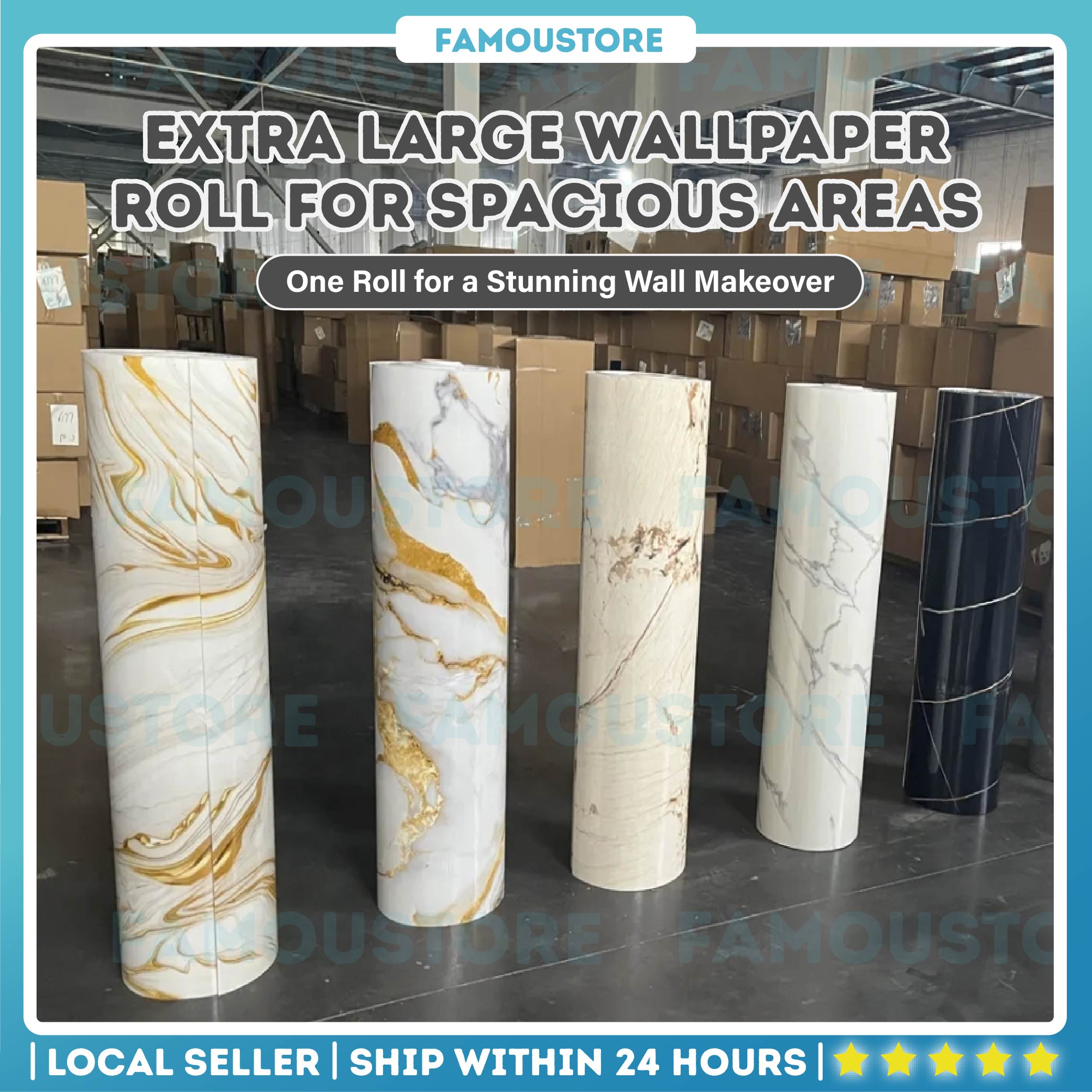 120x300CM Kertas Dinding Marmar Premium Stiker Dinding TV & Ruang Tamu ...