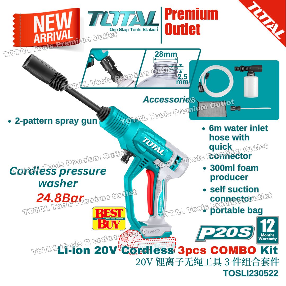 TOTAL Tools Limited Edition 3pcs 20V COMBO set / Cordless Pressure ...