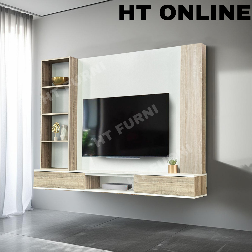 [HT ONLINE] 6ft Muji TV Cabinet Wall Mounted Tv Cabinet Kabinet TV Gantung Rak Tv Hanging Tv ...