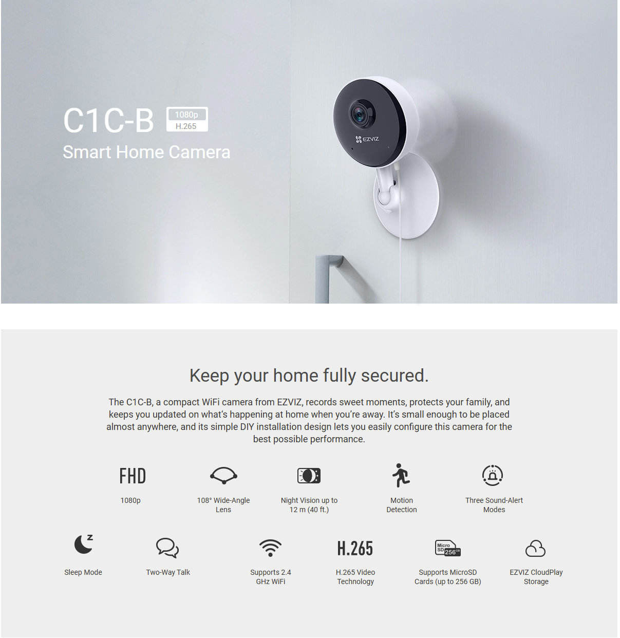 EZVIZ C1C 2MP 1080P Smart Home WiFi Security Camera CCTV | Shopee Malaysia