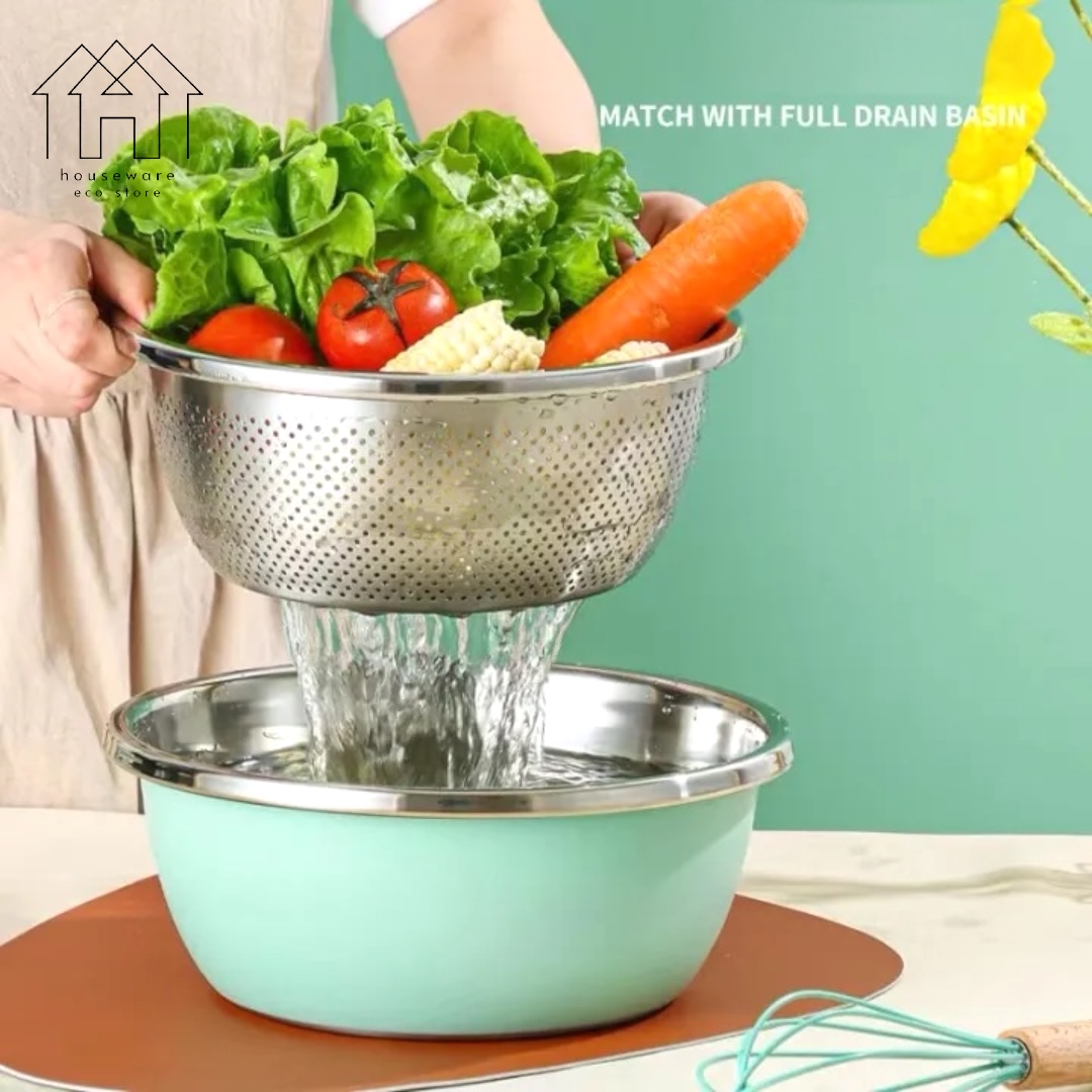 4pcs Multifunctional StainlessSteel Kitchen Cookware Washing Basin Bowl ...