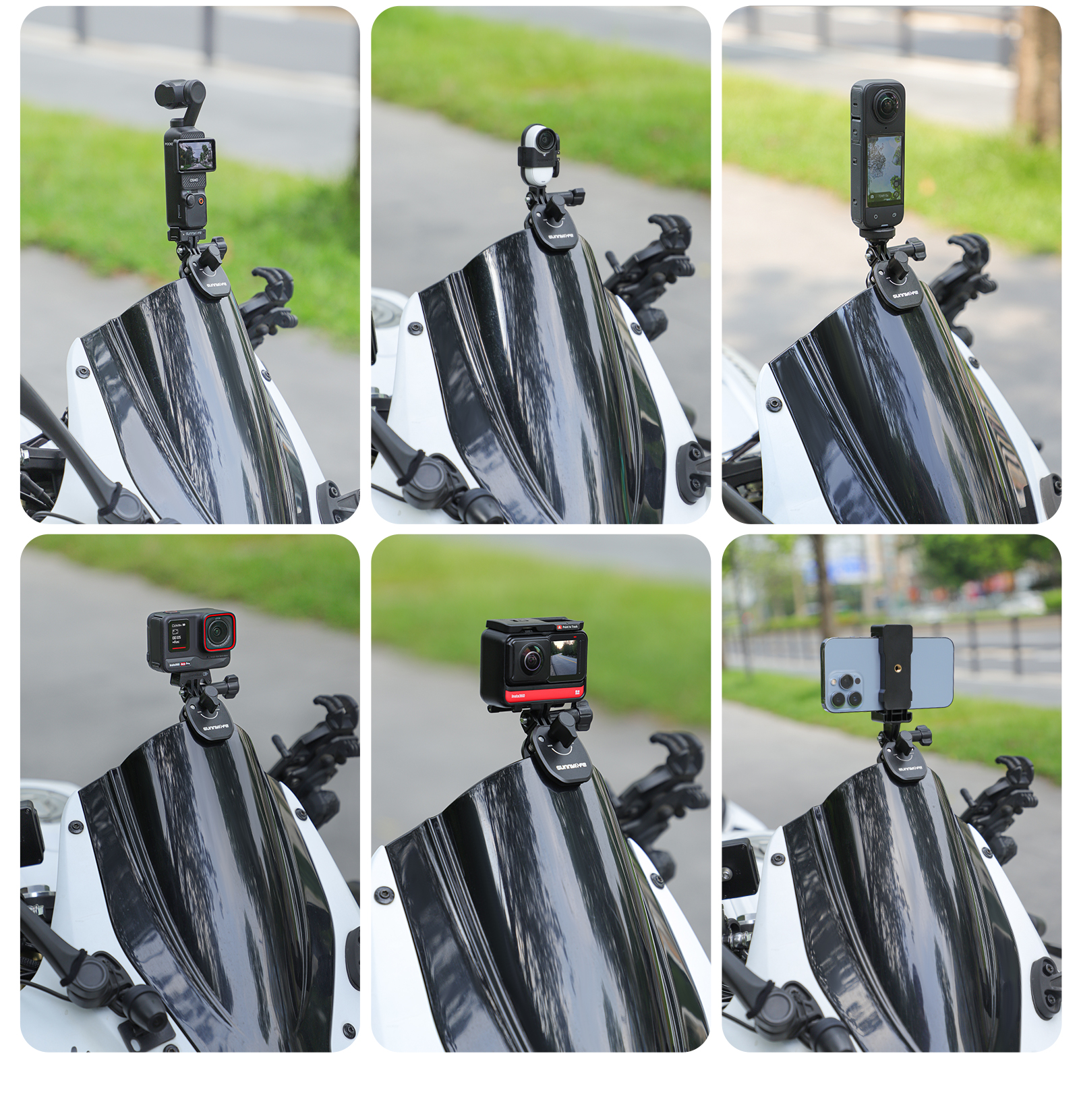 Sunnylife Motorcycle Windshield Windscreen Clamp Action Camera Aluminum ...