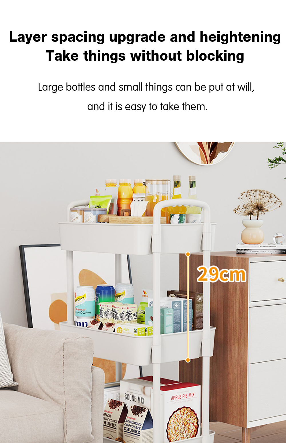 Multifunction Storage Trolley Rack 100% carbon steel 3/4 Tiers Carbon ...