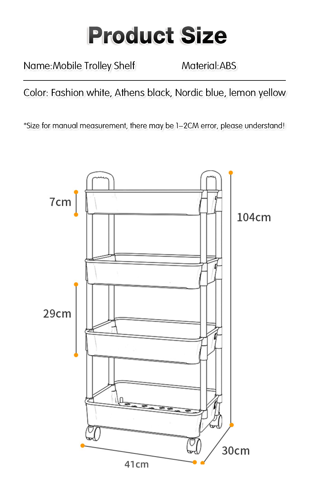 Multifunction Storage Trolley Rack 100% carbon steel 3/4 Tiers Carbon ...
