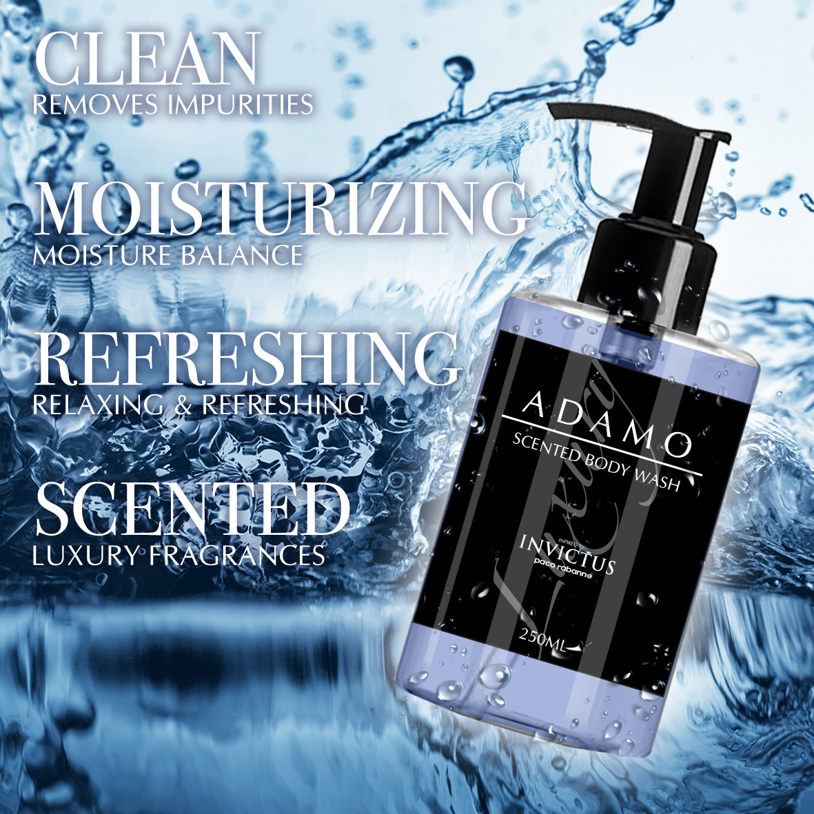 🔥Viral!!!🔥Adamo Luxury Scented Body Wash 250ML (Invictus) | Shopee Malaysia