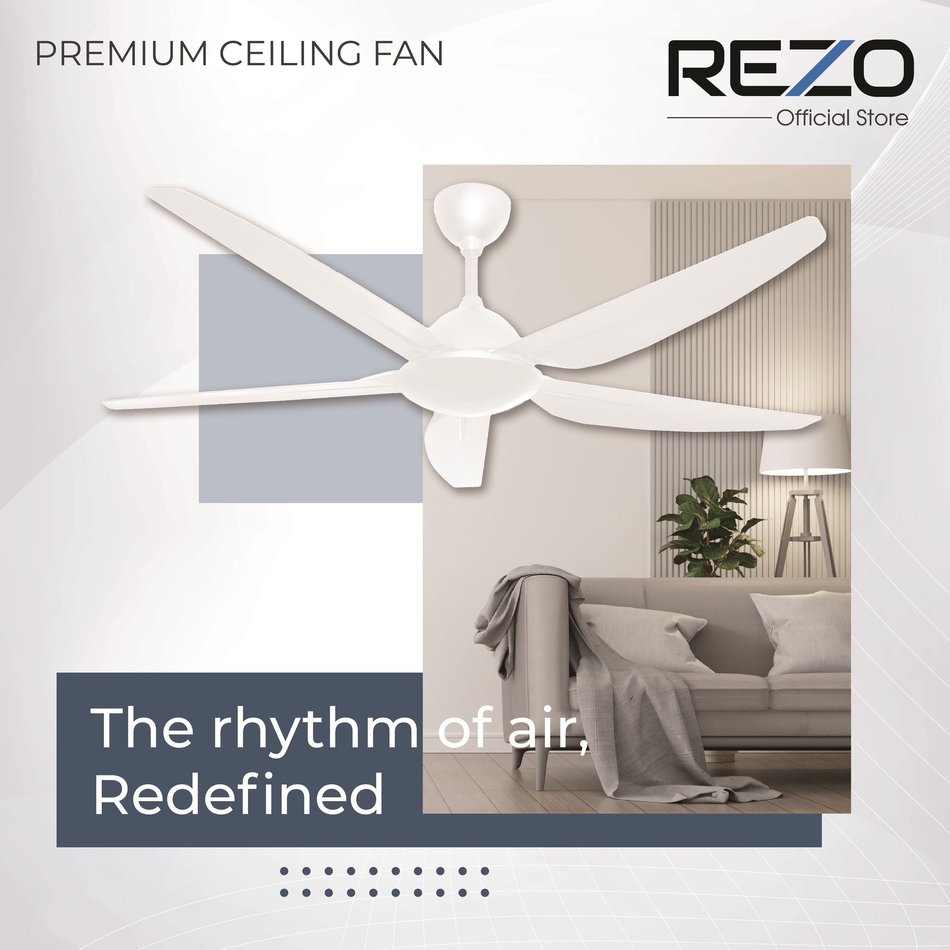 REZO Classic Series 56" 5 Blades DC Motor Ceiling Fan With Remote ...