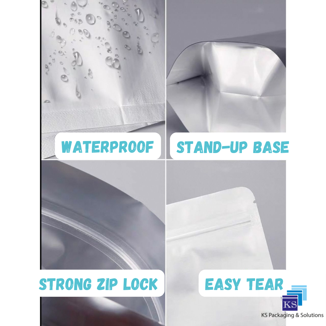 (50pcs) Aluminium Foil Standing Zip Lock Bag / Aluminium Foil Stand ...