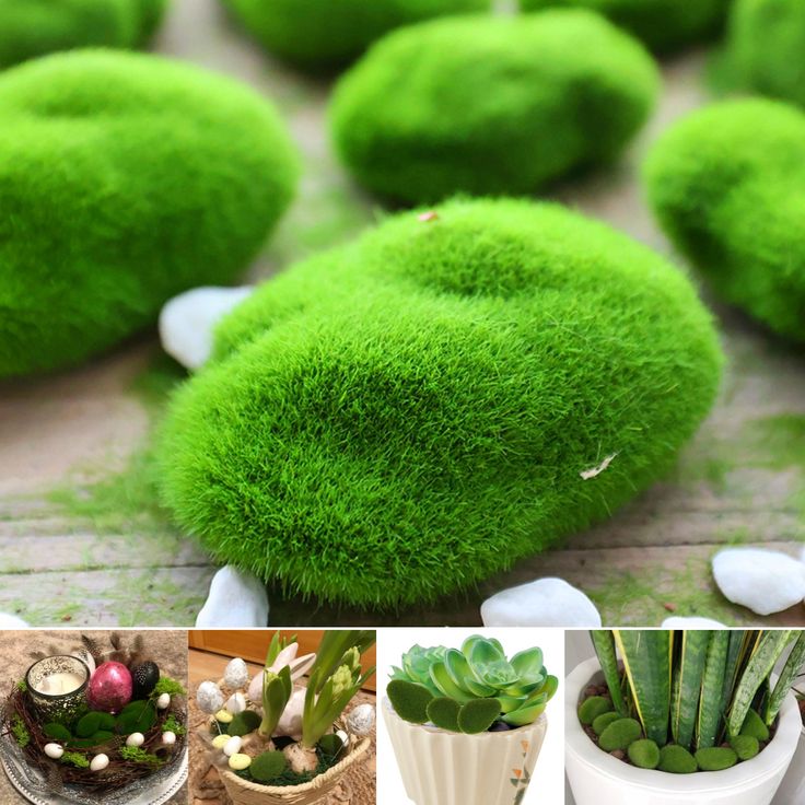 Artificial Green Flocked Stone Moss Foam Stone Batu Lumut Tiruan ...