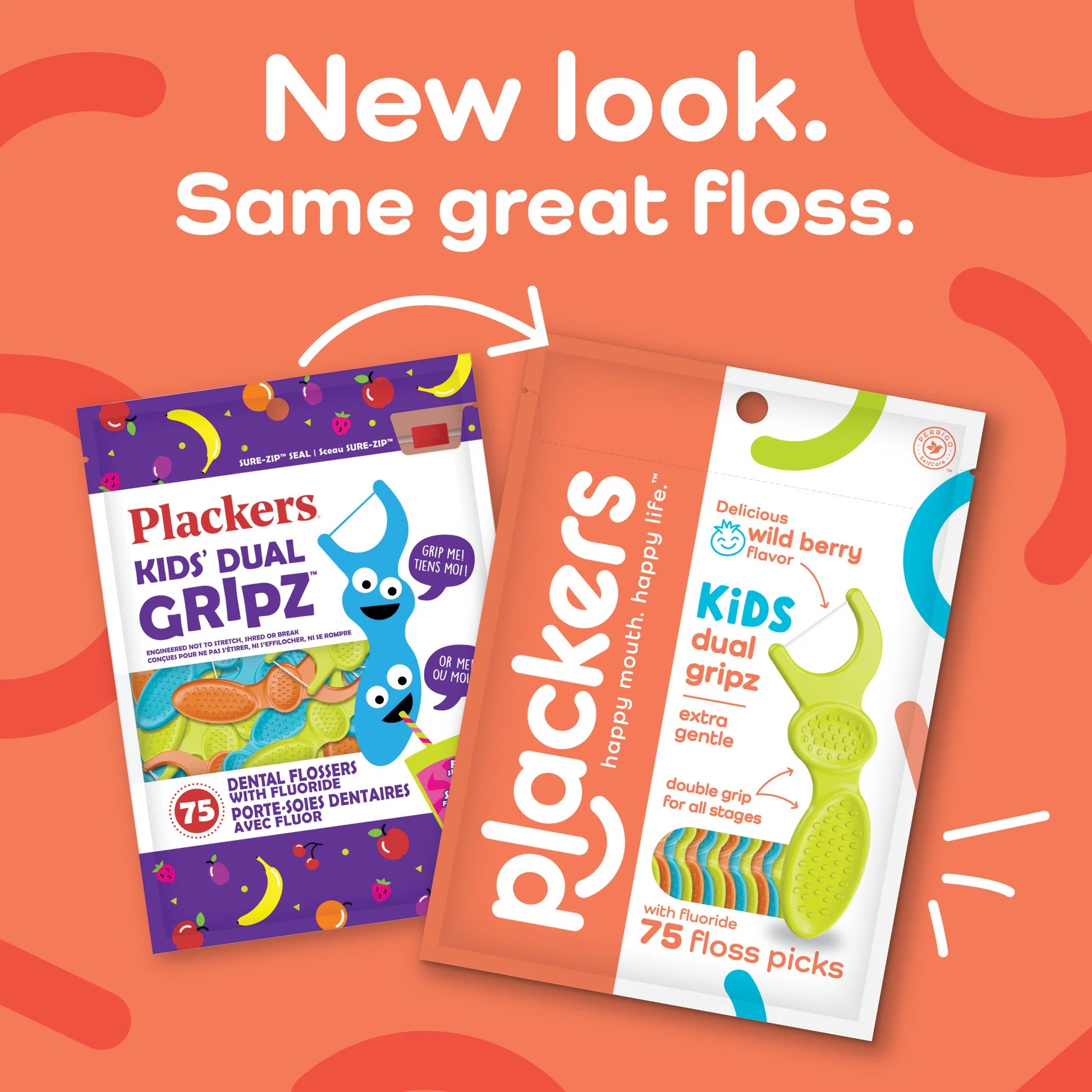 Plackers Kid's Dual Gripz Dental Flossers with Fluoride Fruit Smoothie Swirl 75 Count | Shopee ...