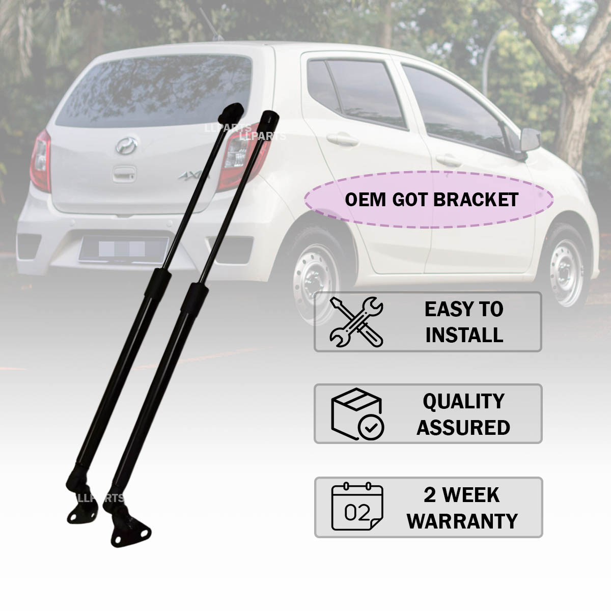 Perodua Axia 2014-2022 No Bracket / Got Bracket Rear Bonnet Absorber ...