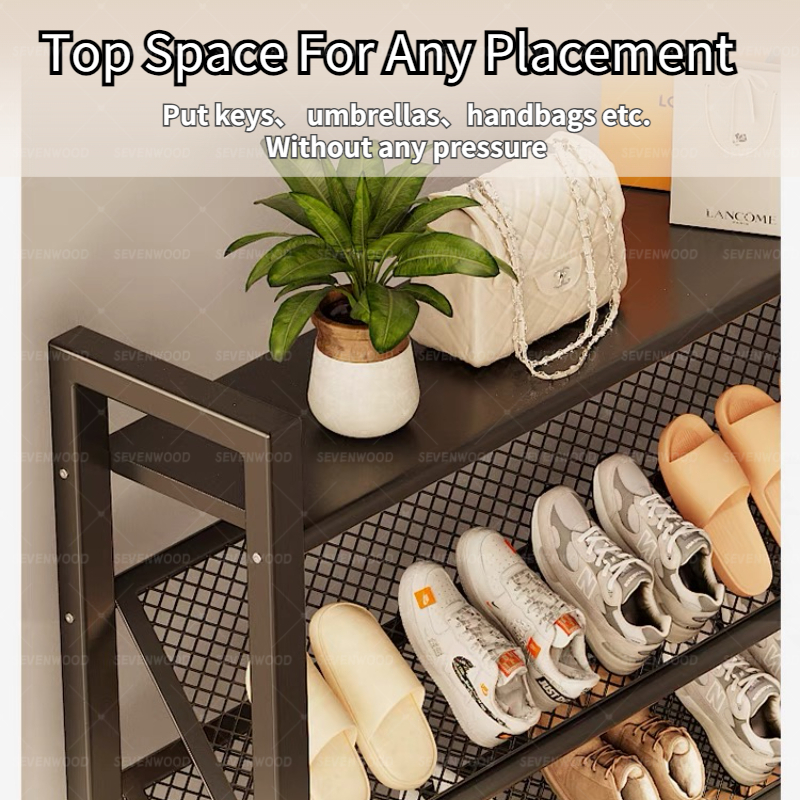 SEVENWOOD Shoe Rack Rak Kasut Metal Mesh Storage Shelf Multi-Layer ...