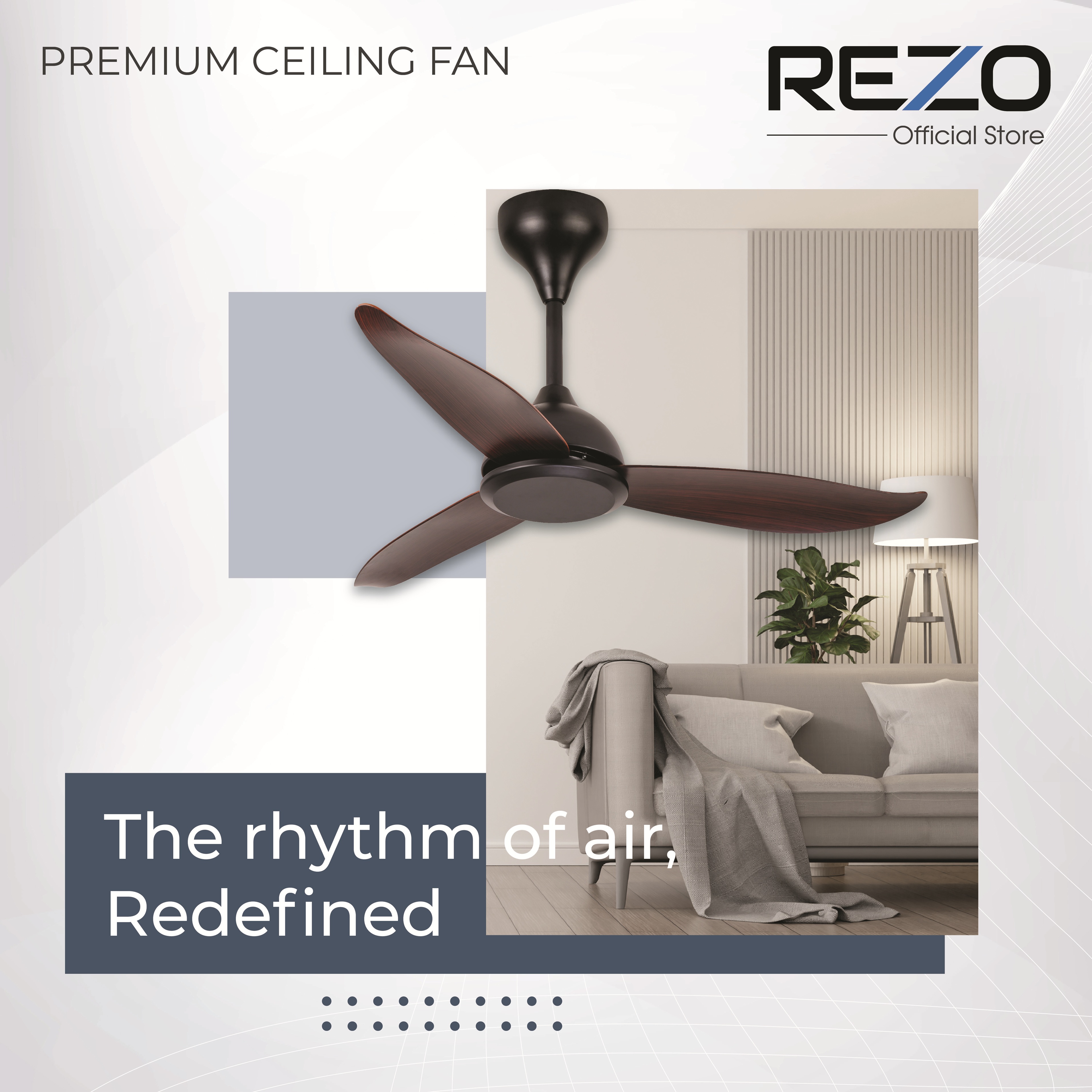 REZO Signature Series 46" 3 Blades DC Motor Ceiling Fan With Remote ...